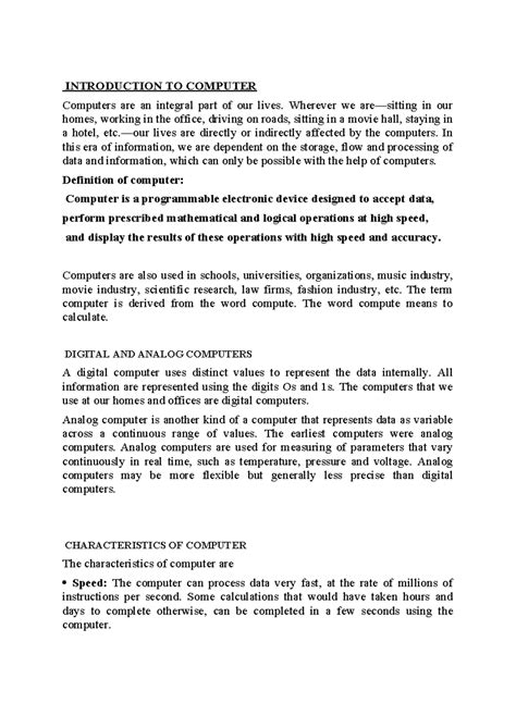 module 1 computer fundamentals notes introduction to computer