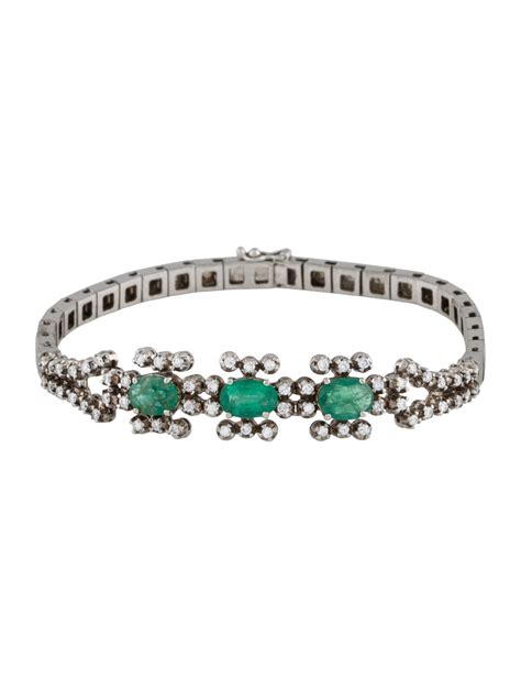 Bracelet 14k 179ctw Emerald And Diamond Bracelet Station Bracelets
