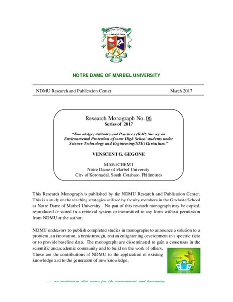 Pdf Knowledge Attitudes And Practices Kap Survey On Environmental