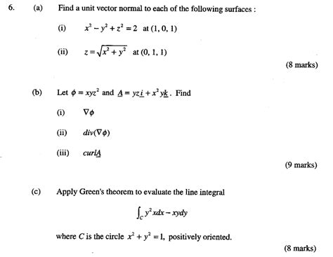 Solved A Find A Unit Vector Normal To Each Of The Chegg