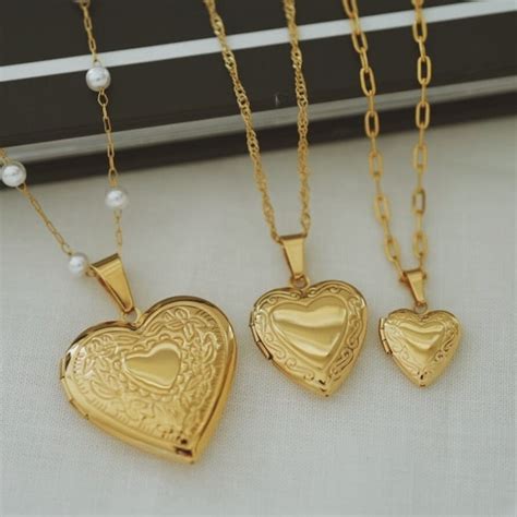 Gold Locket Necklace Etsy