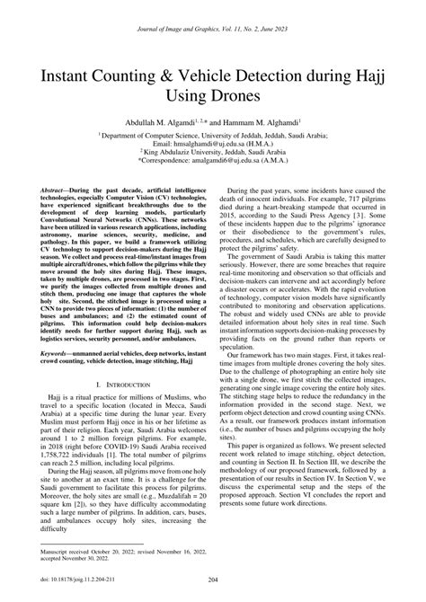 Pdf Instant Counting And Vehicle Detection During Hajj Using Drones