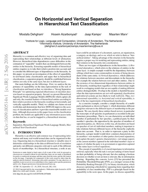 On Horizontal And Vertical Separation In Hierarchical Text