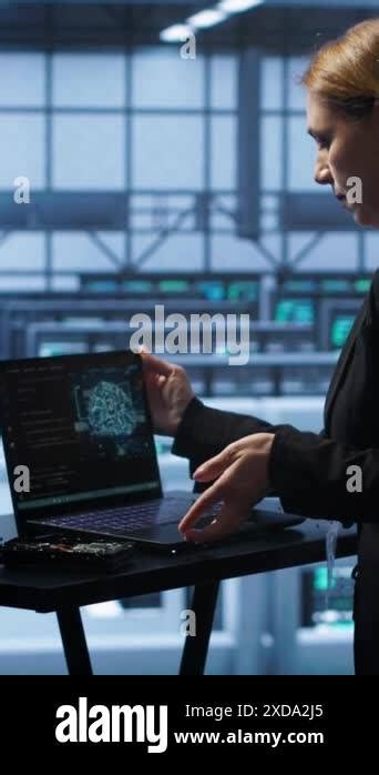 Vertical Video Admin In Data Center Works With Artificial Intelligence