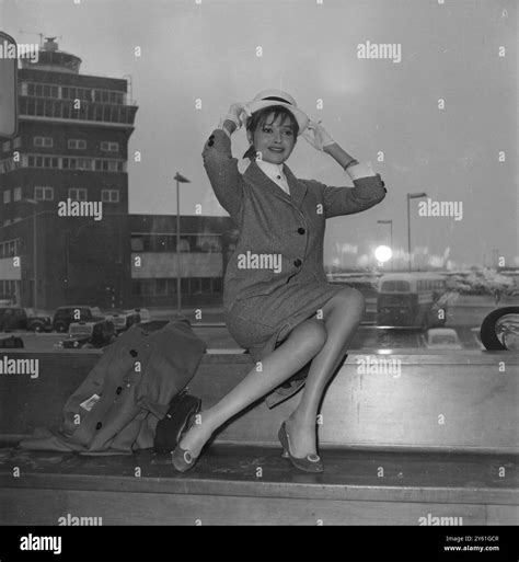 Actress Yvonne Monlaur Arrives At London Airport 26 April 1960 Stock