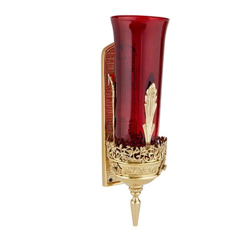 Ornate Wall Mount Sanctuary Lamp With Ruby Glass Globe Consumer Autom