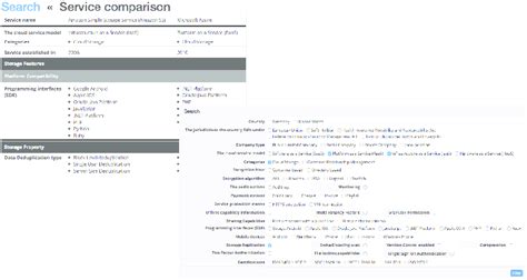 user interface faceted search service comparison and storage