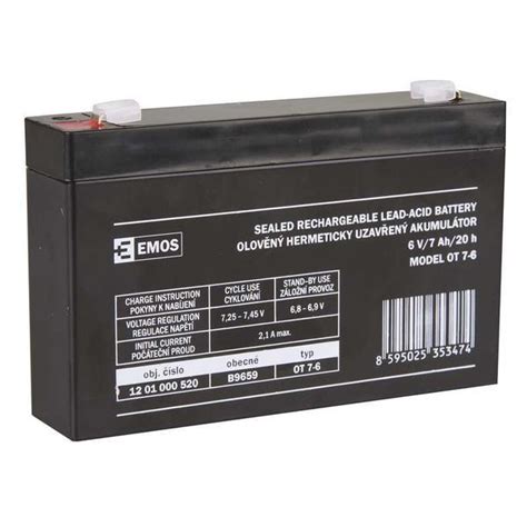 Olověný bezúdržbový akumulátor EMOS SLA 6V 7Ah F1 B9659 - Battery ...