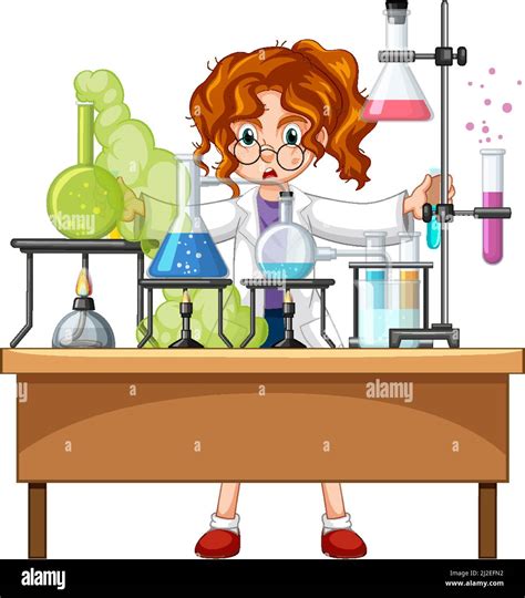 Scientist Doing Science Experiment In The Lab Illustration Stock Vector Image Art Alamy