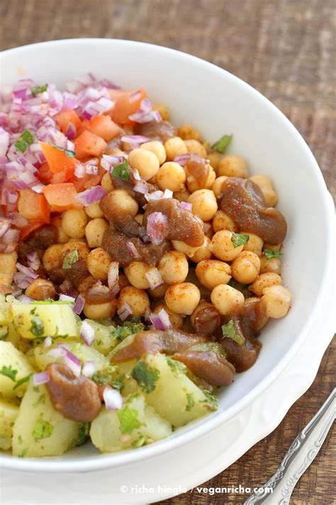 Chickpea Aloo Chaat Bowl With Date Tamarind Chutney Vegan Richa
