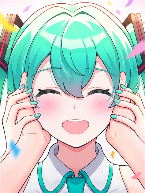 Hatsune Miku Vocaloid Highres Girl Other Aqua Hair Aqua Nails Aqua Necktie Close