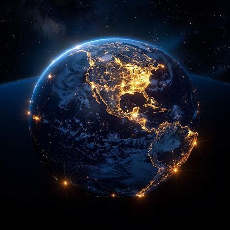 Planet Earth With Realistic Geography Surface And Orbital 3d Cloud Atmosphere Outer Space View