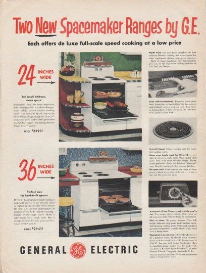 1953 General Electric Vintage Ad Spacemaker Ranges General Electric