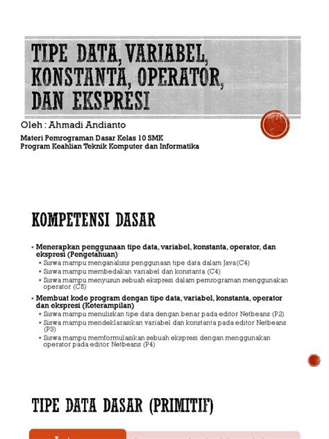 tipe data variabel konstanta operator dan ekspresi pdf