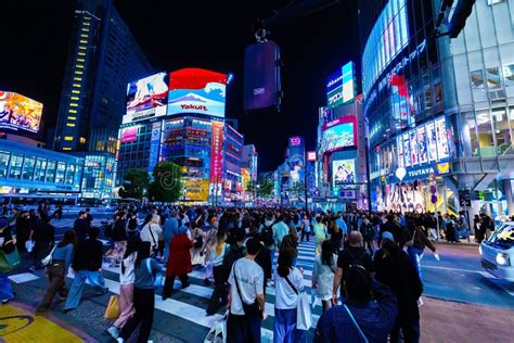 Shibuya Crossing At Night Editorial Photography Image Of Nightlife