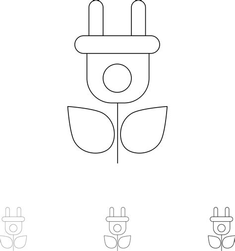 Eco Electricity Nature Bold And Thin Black Line Icon Set 13165422 Vector Art At Vecteezy