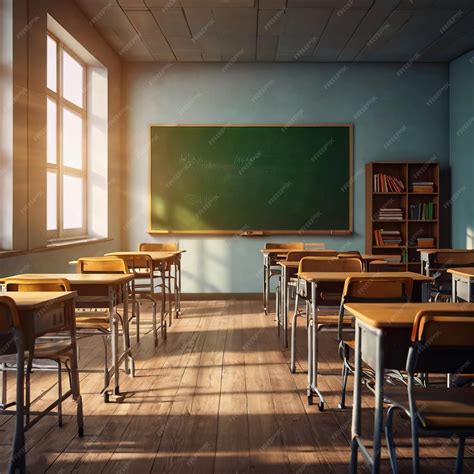 Empty School Classroom And Back To School Background Premium Ai