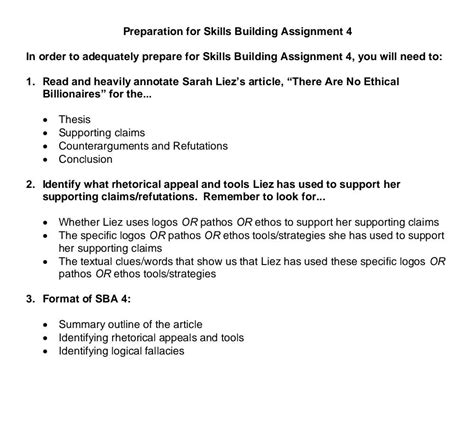 Preparation For Skills Building Assignment 4 In Order