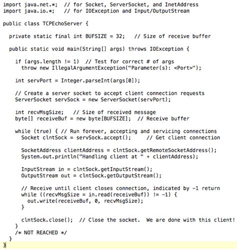 Examine The Server Example TCPEchoServer Java And Chegg Com