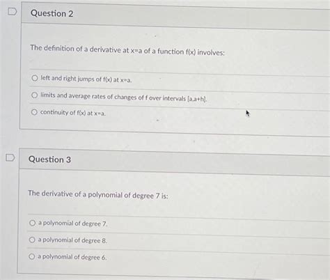Solved The Definition Of A Derivative At X A Of A Function