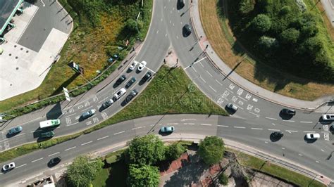 Vehicles Stopping At A Traffic Light Controlled Roundabout System Stock Video Video Of Roadway