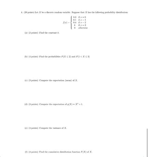 Solved Points Let X Be A Discrete Random Variable Chegg
