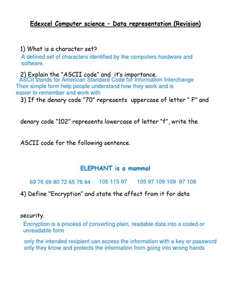 revision data representation pdf pixel ascii