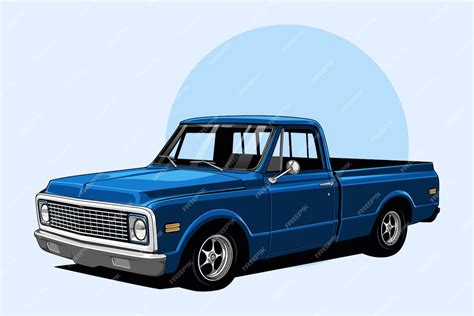 Premium Vector Authentic Classic Retro Car Illustration Chevy C10