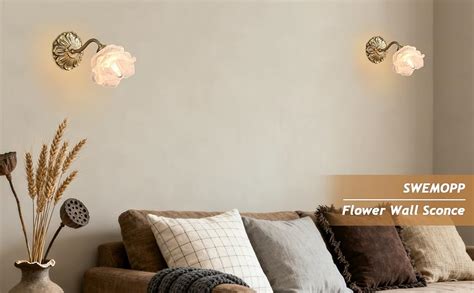 Swemopp Gold Glass Flower Wall Sconce Gooseneck Vintage