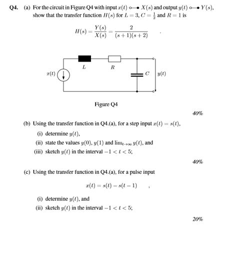 Solved For The Circuit In Figure Q4 With Input Xt Xs