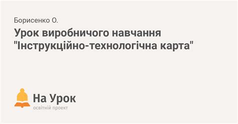 Урок виробничого навчання Інструкційно технологічна карта