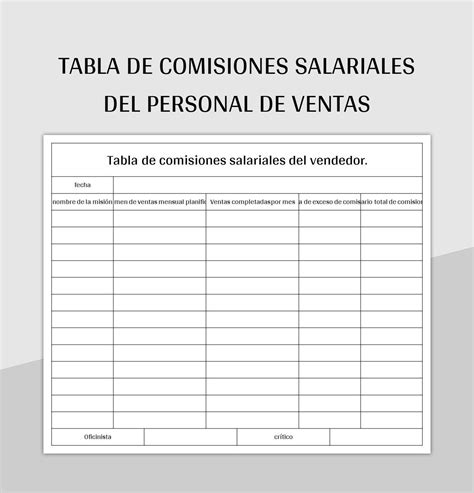 Plantillas Tabla De Comisiones Salariales Del Personal De Ventas Para
