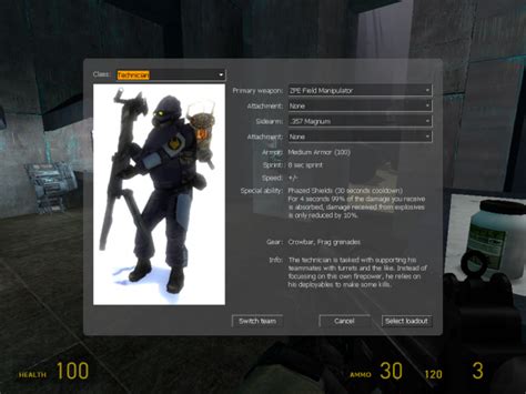 class loadout screens image hl2 rebel strike force mod for half life
