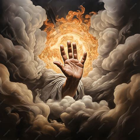 Premium Photo Gods Hand In The Clouds Illustration About Religion