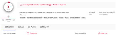 choco exe v0 12 0 is listed as malicious at virustotal · issue 2537