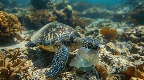 Sea Turtle Eating Plastic Bag Stock Illustration Illustration Of Life