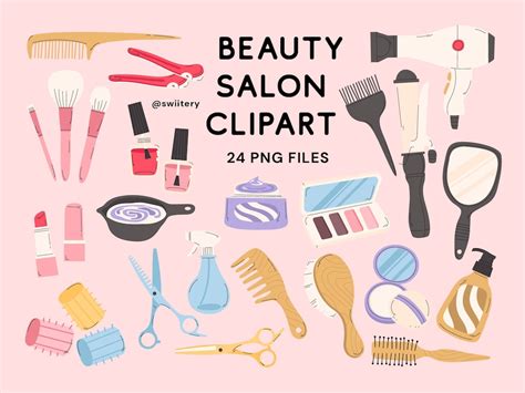 Beauty Salon Clipart Set Png Cosmetic And Hair Treatment Illustration Digital Instant