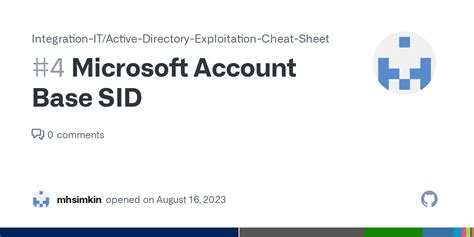 Microsoft Account Base Sid · Issue 4 · Integration It Active Directory Exploitation Cheat Sheet