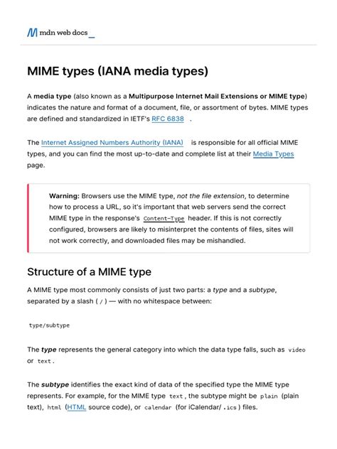Mime Types Iana Media Types Mdn Pdf
