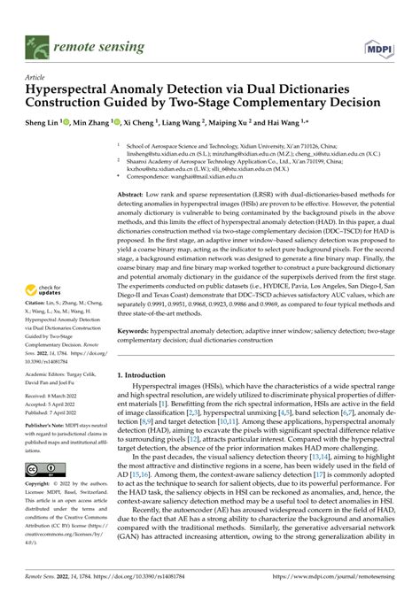 Pdf Hyperspectral Anomaly Detection Via Dual Dictionaries Construction Guided By Two Stage