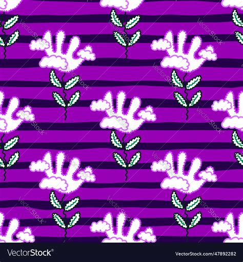 Cute Unusual Flower And Cloud Seamless Pattern Vector Image