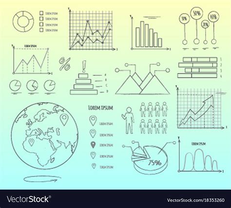 Visual Representation Of Data In Graphics Outline Vector Image