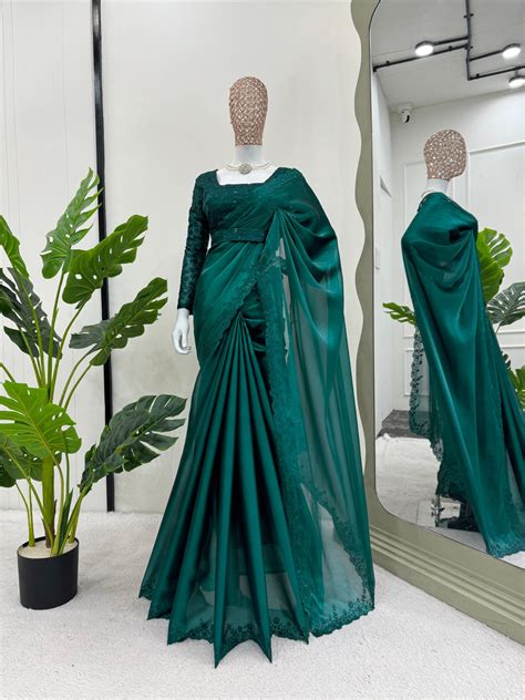 Function Wear Green Color Jimmy Chu Thread And Sequence Work Designer Vastra Shop