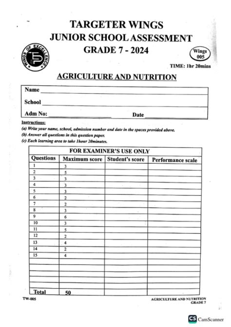 2024 Grade 7 End Exam With Marking Schemes Term 1 Set 1 Elimu Cloud Notes Exams Schemes