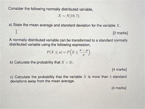 solved consider the following normally distributed variable