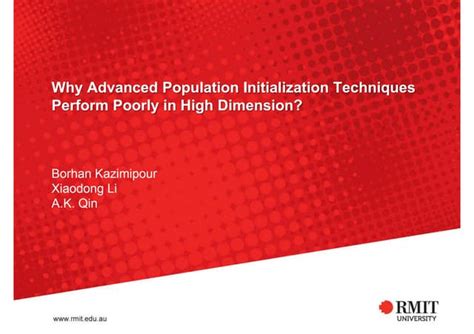 Why Advanced Population Initialization Techniques Perform Poorly In High Dimension Ppt