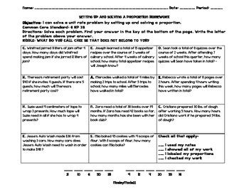 Finding Unit Rates By Setting Up And Solving A Proportion Homework