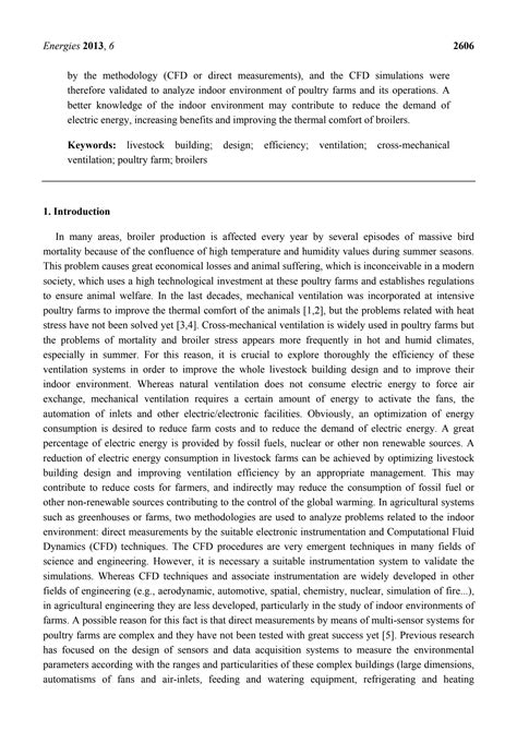 Solution Exploring Ventilation Efficiency In Poultry Buildings The Validation Of Computational