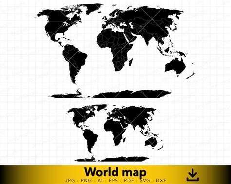 World Map Svg World Map Vector Silhouette World Map World Map Cricut Vector File For Cutting