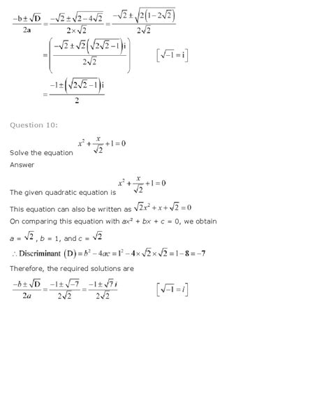 Maths Ch Complex Numbers And Quadratic Equations Class NCERT Solutions